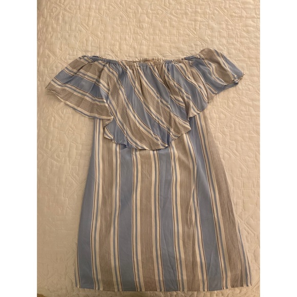 Wayf | Dresses | Wayf Blue Striped Offtheshoulder Dress | Poshmark